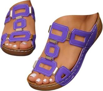 Generic Sandales orthop&eacute;diques pour femme - Coupe large - Confortable - Bout ouvert - Sandales orthop&eacute;diques l&eacute;g&egrave;res avec sangle de cheville - Sandales tendan