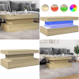 vidaXL Vidaxl - Couchtisch mit LED-Leuchten Sonoma-Eiche 90x50x40 cm - Couchtisch - Wohnzimmerstil - Holzwerkstoff Möbel - led Beleuchtung - Sofa Tisch