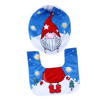 Angoily Weihnachtliches Wc Deckel Satz aus Vliesstoff mit Toilettensitzbezug Fu&szlig;matte Waschbar Dekorativ f&uuml;r Badezimmer Festtags Dekoration Geschenk