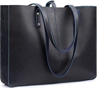 S-Zone Femme Sac à Main Vintage Crazy Horse Cuir Grand Shopper Sac Fourre-Tout Sac à Bandoulière Sac de Travail Sac de Rencontre