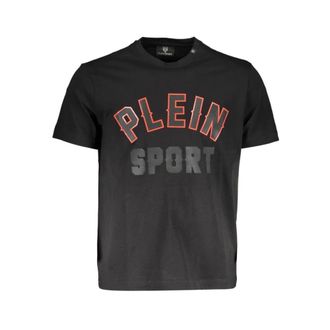 Plein Sport Schwarzes Baumwoll Logo Print T-Shirt - - Sport - Herren - Schwarzk - S