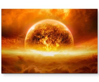 Paul Sinus Art Leinwandbilder | Bilder Leinwand 120x80cm brennender Planet