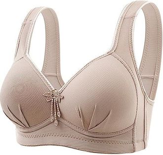 Generic Soutien-gorge 2026 pour femme - Confortable - Taille M et personnes &acirc;g&eacute;es - Large - Sans anneau en acier - Respirant - Dos lisse, gris, 64
