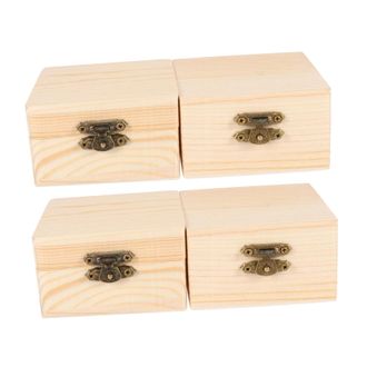 Cabilock 4st&uuml;cke Quadratische Holzkisten Mit Retro-verschluss Kleine Aufbewahrungsboxen F&uuml;r Schmuck S&uuml;&szlig;igkeiten Und Kleinteile Nat&uuml;rliche Holzboxen Als Geschen