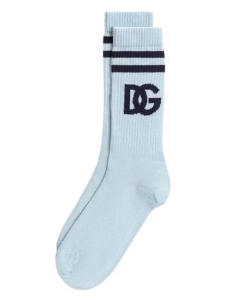 Dolce & Gabbana chaussettes à logo brodé - Bleu
