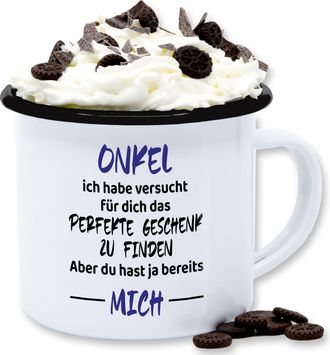Shirtracer Emaille Tasse Blechtasse - Tassen - Geburtstagsgeschenk Onkel ich habe versucht f&uuml;r dich das perfekte Geschenk zu finden | Geburtstag Geschenkidee Wei