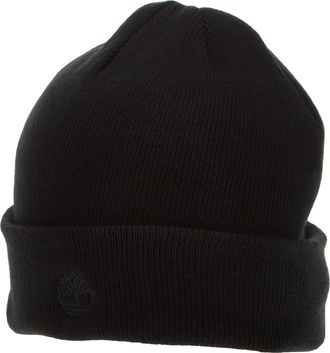 Timberland Herren Beanie mit Bündchen und Gesticktem Logo Winter-Hut, Schwarz, Einheitsgröße