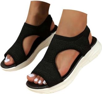 Generic Sandales orthop&eacute;diques pour femme - Coupe large avec soutien de la vo&ucirc;te plantaire - Sandales compens&eacute;es d&eacute;t&eacute; - Plateforme de marche - Chaussures d&eacute;co