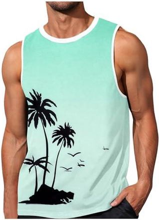 Generic D&eacute;bardeurs de sport hawa&iuml;ens palmiers vacances d&eacute;t&eacute; plage &eacute;t&eacute; A-shirt muscle chemises sans manches tropicales athl&eacute;tiques d&eacute;bardeurs athl&eacute;tiques graph