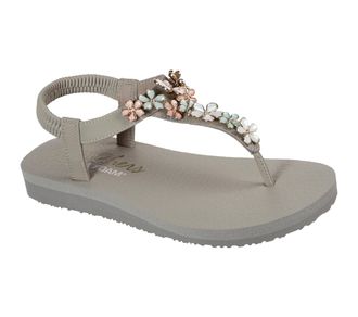 Skechers Damen Meditation-Glass Daisy Flipflop, Taupe Multi, 41 EU