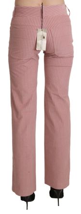 Ermanno Scervino Womens Pink Mid Waist Straight Trouser Cotton Pants Lycra