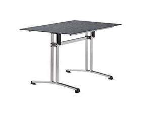 Sieger Gastro-Tisch mit S&auml;ulenklapp-Gestell und Polytec Platte, Gestell Graphit, Platte Schiefer anthrazit