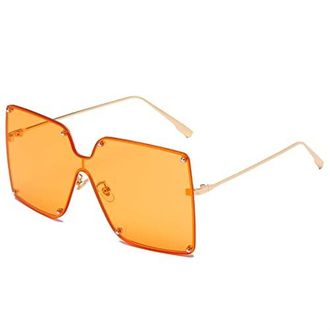 Generic Lunettes de soleil carrées en métal 2025 à la mode grand cadre extérieur été plage soleil ombrage lunettes de soleil décoratives (couleur : G, taille 