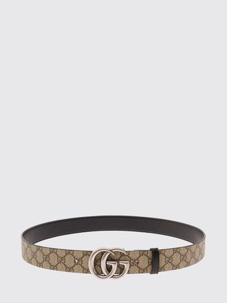 Gucci Ceinture en tissu GG Supreme beige avec boucle monogramme GG Marmont
