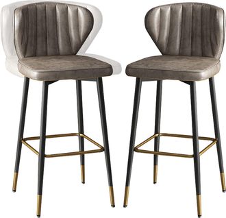 Generic 26/30 Zoll hohe Barhocker mit Kunstlederbezug und Fu&szlig;st&uuml;tze, um 360&deg; drehbare Barhocker f&uuml;r K&uuml;cheninsel, Kneipe, Bistro