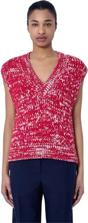 Dries Van Noten Femme, Pulls, Rouge, Taille: 40 FR Haut Tricot Sans Manches