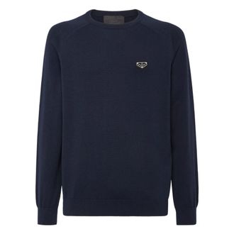 Philipp Plein Pullover Round Neck LS - - Knitwear - Herren - Blau - XS