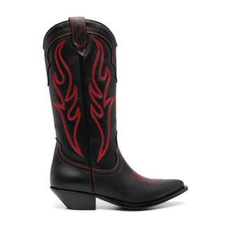 Sonora Schwarze Bestickte Wadenstiefel - - Shoes - Damen - Schwarzk - 36 EU