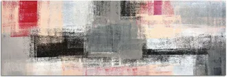 Paul Sinus Art Panoramabild auf Leinwand und Keilrahmen 150x50cm Kunstmalerei abstrakt grau rot gelb weiß
