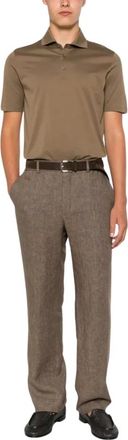 Incotex Homme, Pantalons, Brun, Taille: S Pantalon Droit en Lin