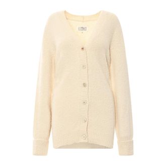 Maison Margiela Wei&szlig;er Pullover mit Besticktem Monogramm - - Knitwear - Damen - Wei&szlig; - S