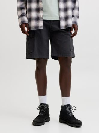 Jack & Jones Cargoshorts JACK & JONES JPSTCOLE HUDSON BELTED CARGO SHORTS MID, Herren, Gr. XL, N-Gr, schwarz, Web, Obermaterial: 100% Baumwolle, unifarben, relaxed