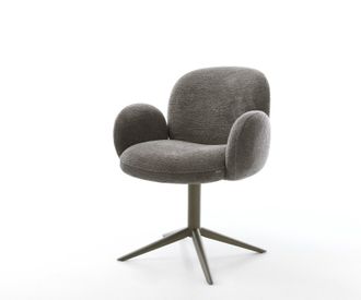 DELIFE Drehstuhl Nube-Flex mit Armlehnen Boucl&eacute; Soft Schlamm Fu&szlig;kreuz Effektfinish Titan 360&deg; drehbar Wippfunktion Taschenfederkern, Esszimmerst&uuml;hle