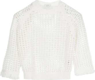 PESERICO Femme, Pulls, Blanc, Taille: 44 FR Pull en maille &agrave; col rond