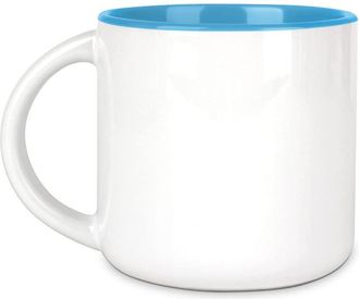 Tassendruck Bastel-Tassen ohne Druck zum Bemalen aus Hochwertiger Keramik Einzeln oder im Set/Mug/Cup/Becher/Pott Pott Innen Hellblau 2er Set