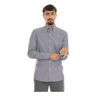 Fay Kariertes Button-Down Freizeit-Baumwollhemd - - Shirts - Herren - Blau - 3XS