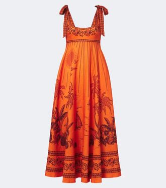 Alemais Al&eacute;mais Robe midi Boathouse en lin &agrave; imprim&eacute;