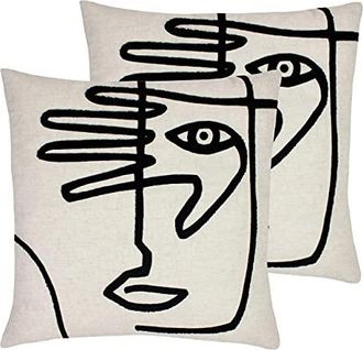 furn. Mono Face Twin Pack-Polyester gefüllte Kissen, Leinen, 50 x 50cm, 2