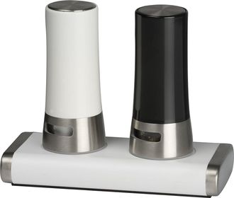 Alpina Alpina Salz-und Pfefferstreuer mit Magnethalter, Edelstahl, weiß, 15 x 9 x 17.5 cm