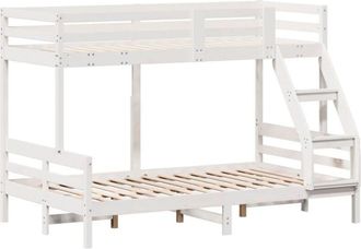 vidaXL Etagenbett 90x200/120x200 cm Weiß Massivholz Kiefer vidaXL