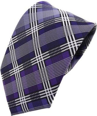 TigerTie Designer cravate lila violet fonc&eacute; argent gris noir &agrave; carreaux - Tie