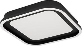 Eglo LED Deckenleuchte Calagrano, dimmbare Deckenlampe mit Fernbedienung, quadratische Deckenbeleuchtung aus Metall in Schwarz und Kunststoff in Wei&szlig;, warm