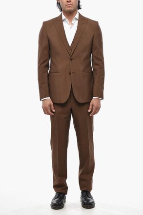 Corneliani CODE Dreiteiliger Anzug Aus Seidenmix Mit Leistentaschen Corneliani