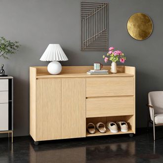 Generic Schuhschrank, beweglicher Schuhschrank, Universalrad mit Bremse. Oberer Bogen, verstellbare Regale, Dämpfungsscharnier