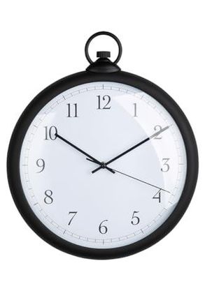 Gilde Wanduhr Pocket - rund - Kunststoff - schwarz - H&ouml;he 43cm x Breite 36cm - Batterien in der Lieferung Nicht enthalten
