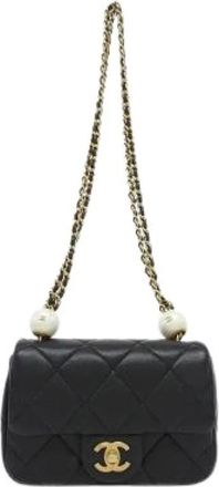 Chanel Sac port&eacute; &eacute;paule en cuir dagneau Pre-owned - Femme - Pre-owned - Noir - Taille: ONE Size