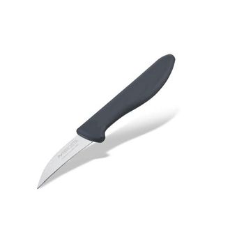 Fackelmann Nirosta Sch&auml;lmesser - Professionelles Obst- und Gem&uuml;semesser mit ergonomischem Griff und gebogener Edelstahlklinge, 16 cm, Grau-Schwarz
