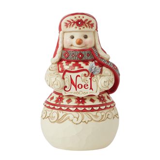 Enesco Jim Shore Heartwood Creek Nordic Noel Schneemann mit Schild Figur, 17 cm, mehrfarbig