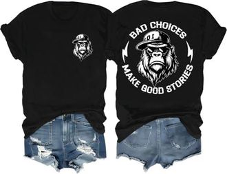 Generic Bad Choices Make Good Stories T-shirt humoristique singe graphique pour homme et femme, Noir, L
