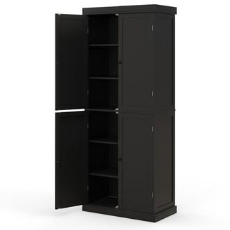 Costway GIANTEX Armoire de Rangement 4 Portes, Meuble Chambre Autoportante avec 6 &Eacute;tag&egrave;res, &Eacute;tag&egrave;res R&eacute;glable, Kit Anti-basculement, Armoire Blanche pour Cuis
