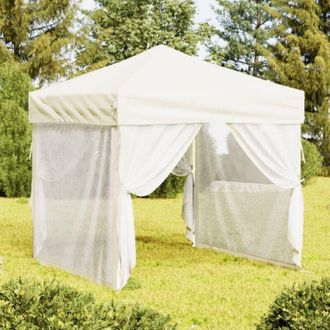 vidaXL Tente de r&eacute;ception pliable avec parois Cr&egrave;me 2x2 m