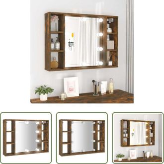 vidaXL vidaXL Holzschrank - Spiegelschrank mit LED R&auml;uchereiche 76x15x55 cm