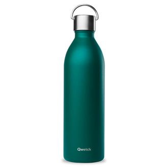 Qwetch Qwetch - Trinkflasche 1L Edelstahl Smaragd Gr&uuml;n Active - Thermosflasche aus 90% recyceltem Inox - 24h Kalt & 12h Hei&szlig; - Isolierflasche, Auslaufsicher,
