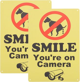 Happyyami 2 St&uuml;ck Warnschild Hundekot Verbot mit Kamera motiv Vintage Eisen wandbild Wetterfestes Hundespaziergang Warnschild f&uuml;r Garten und Au&szlig;enbereich Dekora
