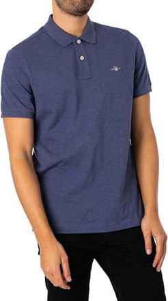 GANT REG Shield SS Pique Polo, Dark JEANSBLUE Melange, M Homme