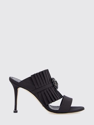 Manolo Blahnik Mules Danteuil en soie pliss&eacute;e avec ornements en cristal
